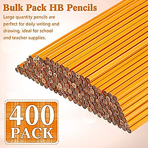 400 Pcs Yellow Pencils Unsharpened Wood Pencils Bulk with Erasers 2 HB Pencil Wood Cased for Kids Teacher Students Office School Classroom Supplies