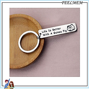 FEELMEM Guinea Pig Jewelry Guinea Pig Lover Gift Life Is Better With A Guinea Pig Keychain Pet Animal Jewelry Crazy Guinea Pig Lady Gift Animal Lover Gift (Guinea Pig keychain)