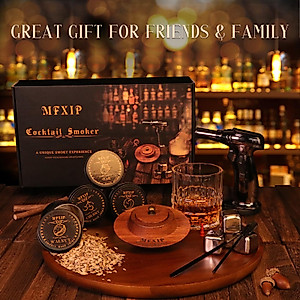 Cocktail Smoker Kit with Torch, Whiskey Smoker Kit, Old Fashioned Drink Smoker Kit – 4 Flavors Wood Chips, Whiskey Smoker Infuser Kit - Bourbon Gifts for Men, Dad (No Butane)