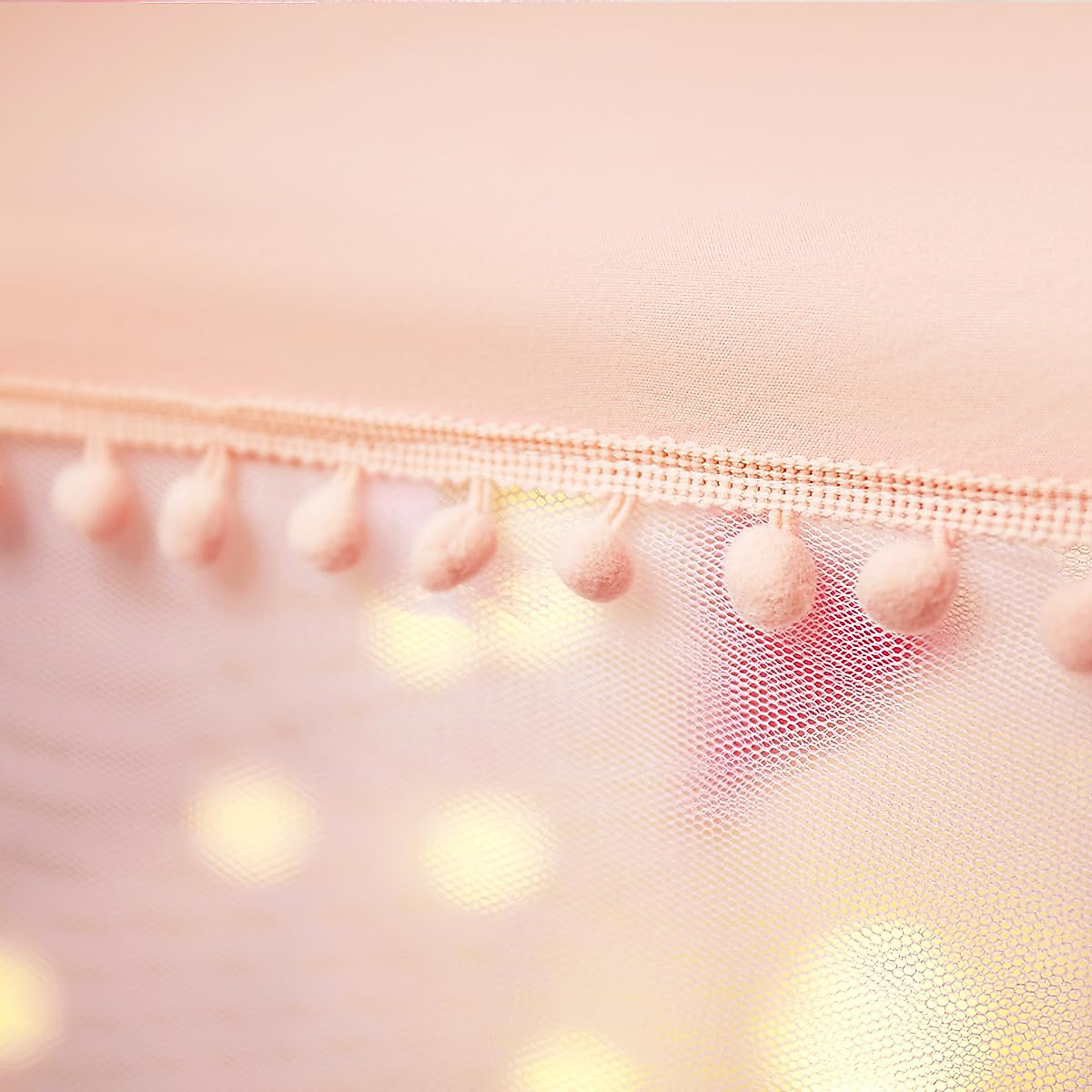 Akiky Girls Bed Canopy Large Playhouse with Pompom Princess Castle Indoor&Outdoor Play Tent for Kids-Not Include Bed Poles(Twin,Pink)