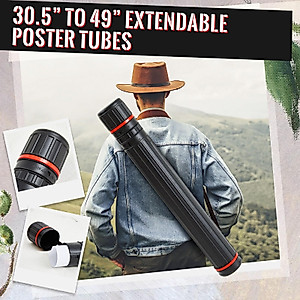 Noveread 4 Pcs Large Extendable Poster Tubes with Strap 30'' to 49'' Telescoping A0 Poster Tube Expandable Blueprint Tube Portable Container for Posters Blueprints Artwork Map Storage(Classic Style)