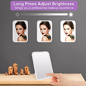 Flymiro Lighted Makeup Mirror with Lights, Vanity Mirror with LED Brightness Adjustable Portable USB Rechargeable, Light Up Tabletop Cosmetic Compact Mirror for Makeup,Travel,Women Gift
