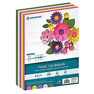 Printworks Floral Cardstock, Heavyweight, Solid Core, 8.5” x 11”, 200 Sheets (00602)