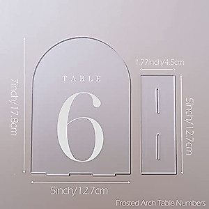 JINMURY Frosted Arch Table Numbers for Wedding, 15 Pack 5x7" Frosted Arch Acrylic Table Signs with Holder Acrylic Table Numbers 1-15, Perfect for Wedding Table Centerpiece Decoration