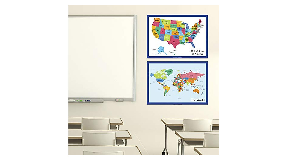 Extra Large USA & World Map Posters for Classrooms