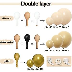 Nude Blush Balloon Garland Double Stuffed Beige Ivory Gold Boho Neutral Balloons Arch Kit for Baby Shower Gender Reveal Birthday Baptism Wedding Party Decoration