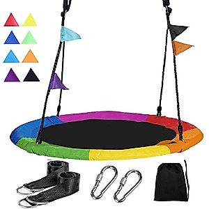 Hanging Tree Swing Waterproof Backyard Hammock Chair Max Capacity 600lbs Play Nest Swing Play House Castle Outdoor Garden Flying Family Swing Seat Camping Tree House with Hanging Straps Set