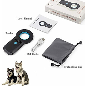 ISENVO Pet Microchip Scanner Rechargeable RFID EMID Micro Chip Reader Scanner 134.2kHz 125kHz 15 Digits Pet Chip ID Scanner for Animal/Pets/Pigs/Dogs/Cats (190i)