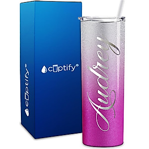 Personalized Skinny 20 oz with Lid Frosted Fuchsia Customized Laser Engraved Cup Gift Stainless Steel Vacuum Insulated Mug