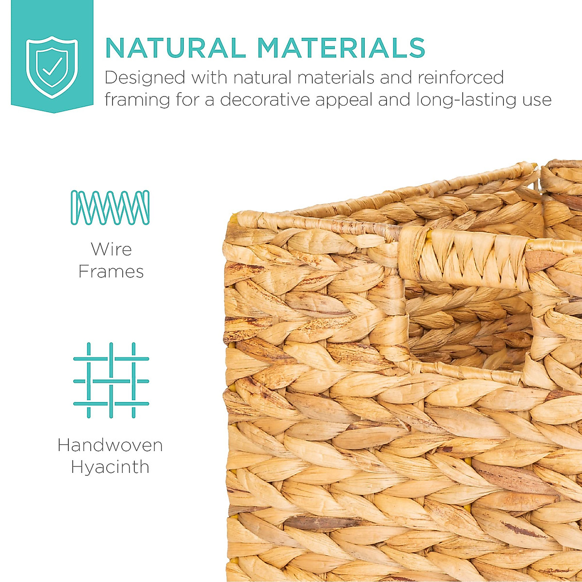 Best Choice Products 10.5x10.5in Hyacinth Baskets, Rustic Set Of 5 Multipurpose Collapsible Storage Organizer, Handwoven Laundry Totes for Bedroom, Living Room, Bathroom, Shelves - Natural