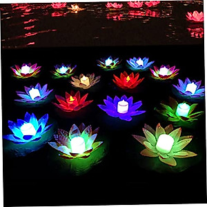 SEWACC 5pcs Artificiales para Floating Lily Light Pool Floating Flower LED Floating Candle Light Water Float Lantern Water Lily Floating Pool Decorations Lantern Lotus