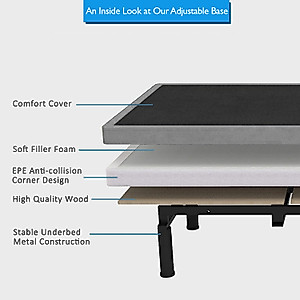 Irvine Home Collection California King Adjustable Base with 10 Inch Gel Memory Foam Mattress Combo, Massage, Underbed Light, Wireless Remote