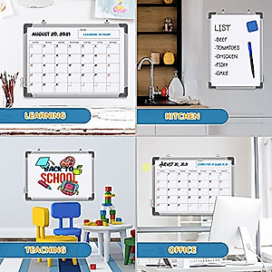Monthly Calendar Dry Erase Whiteboard for Wall, 16" x 12" Small Magnetic Dry Erase Board, Hanging Double-Sided White Board, Portable Board for Drawing, Kitchen, Planning, Memo, School, Home, Office