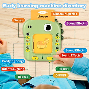 Toddler Toys for 2 3 4 5 Year Old Boys and Girls, Autism Sensory Toys for Autistic Children, Preschool Educational Toys with Music and Sound Effect, 224 Sight Words Dinosaur Talking Flash Cards