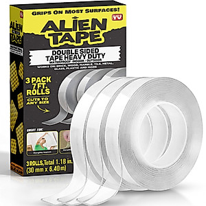 Bell+Howell Alientape Nano Double Sided Tape, Multipurpose Removable Adhesive Transparent Grip Mounting Tape Washable Strong Sticky Heavy Duty for Carpet Photo Frame Poster Décor As Seen On TV