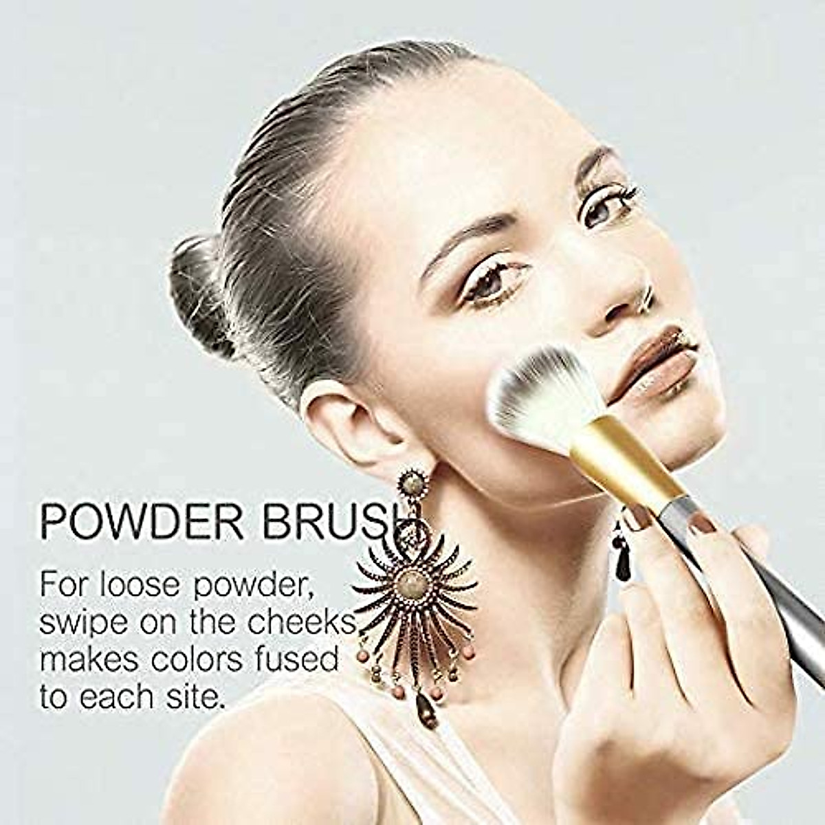 NEVSETPO Makeup Brushes 18pcs Synthetic Kabuki Brush Set Foundation Powder Blending Concealer Eye shadows Blush Cosmetics Brushes with 3 Sponge Mat Solid Wood Hande Makeup Bag Included