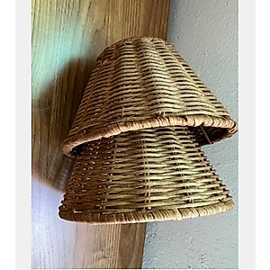 mini lampshades set of 2,mini rattan woven Lamp shade Set of 2,rattan small lampshade, boho replacement clip-on traditional shades