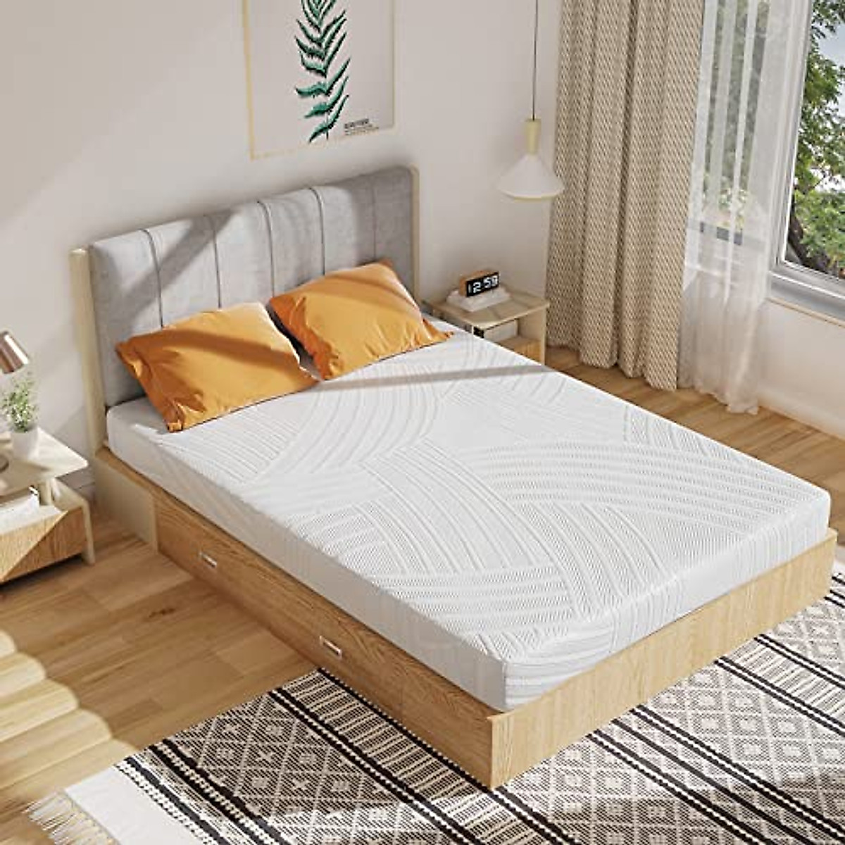 KOMFOTT 8 Inch Mattress Queen Size, Cooling-Gel Memory Foam Mattress with Jacquard Cover, Pressure Relief & Spine Protection, Medium Firm Mattresses, CertiPUR-US Certified Queen Bed Mattress in a Box