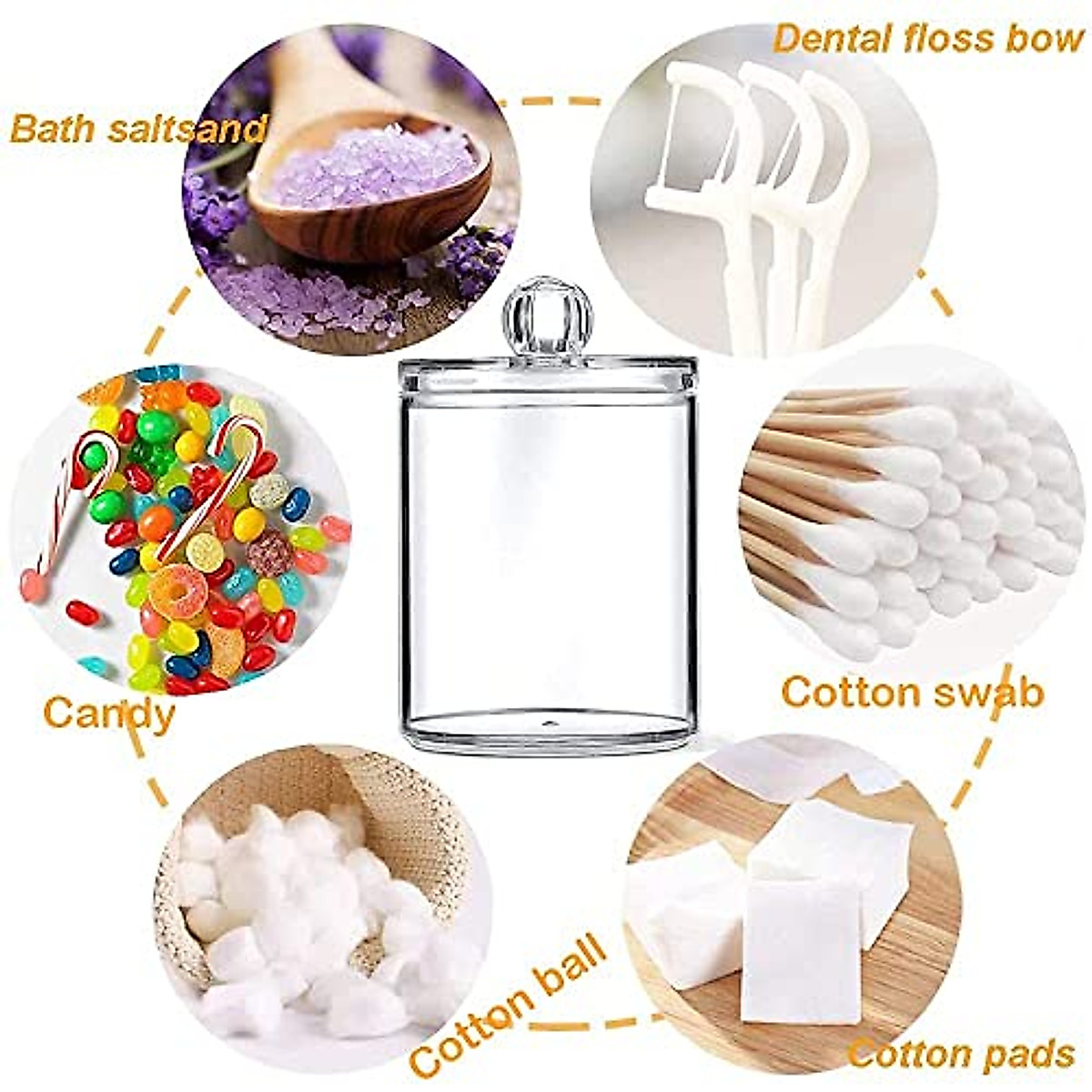XIYUEDHHYX 3 Pack Plastic Acrylic Bathroom Vanity Canister Jars with Storage Lid, Creative Lotus Cotton Swab Apothecary Jars, Qtip Holder Makeup Organizer for Cotton Balls,Swabs,Pads,Bath Salts…