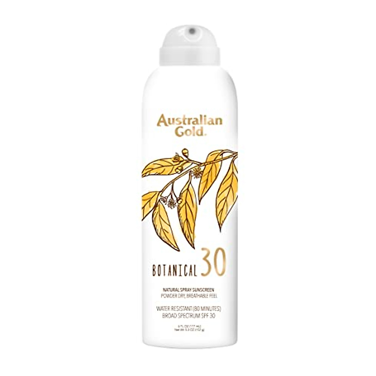 Australian Gold Botanical SPF 30 Natural Sunscreen Spray, Broad Spectrum Sunblock, Formulated with Antioxidants-Rich and Natural Native-Australian Ingredients, Citrus Oasis Fragrance, 6 Fl Oz