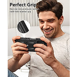 SOiOS for Samsung Galaxy A03S Phone Case: Built in Hard Kickstand & Touch Protector Military Shockproof TPU Durable Soft Rugged Heavy Duty Armor Full Body Protection Grade Phone Cover - Black