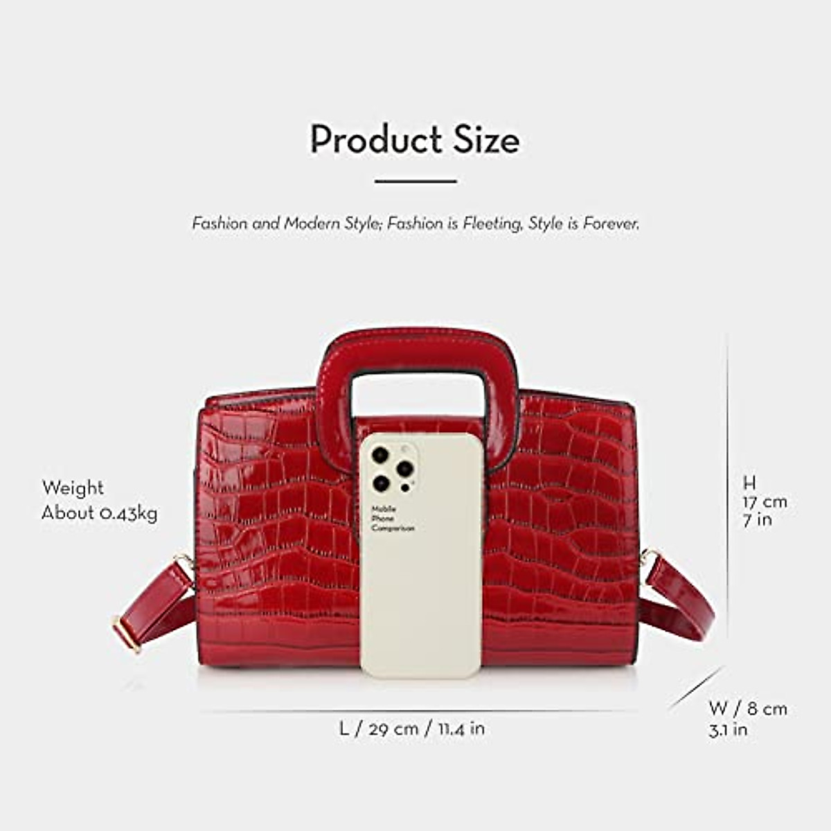 LUPBOK Women Top Handle Satchel Handbags Flap Tote Clutch Purse Vintage Crocodile Pattern Shoulder Bag,Red