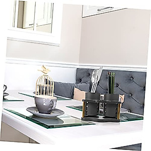 HEMOTON 6 pcs Silverware Kitchen Multi-function Steel Draining Flatware Chopstick Metal Double-grid Spoons Holder Fork Drain Chopsticks Tableware Utensil Stainless Crock Containers for