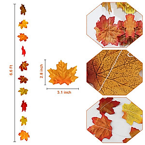 FHzytg Fall Maple Leaf Garland, Artificial Autumn Maple Leaves Plants Vine Hanging Garland for Home Garden Kitchen Office Wedding Wall Doorway Party Backdrop Decoration Thanksgiving Decor 6.6ft Long