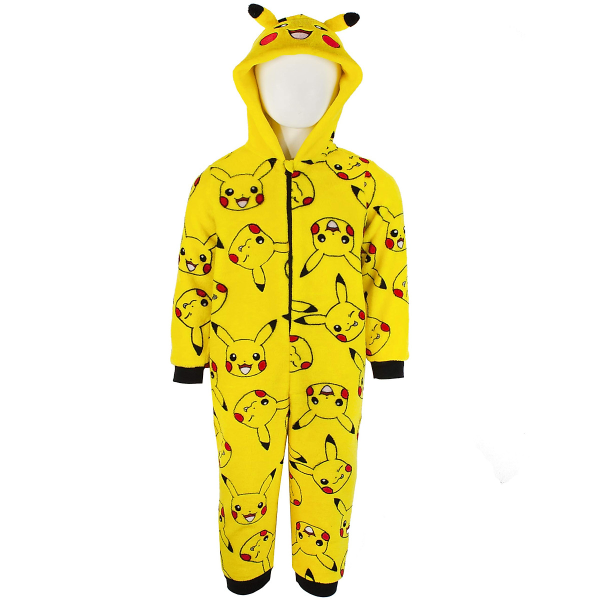 Pokemon Onesie Boys Pikachu Yellow 3D Ears Kids All In One 7-8 Years