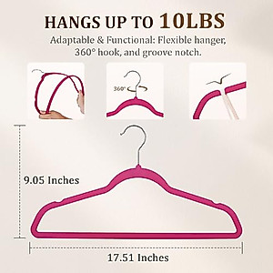 Premium Velvet Hangers 50 Pack, Heavy Duty Study Pitaya Hangers for Coats, Pants & Dress Clothes - Non Slip Clothes Hanger Set - Space Saving Felt Hangers for Clothing