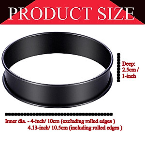 DATANYA 8Pack Crumpet Rings NONSTICK English Muffin Rings 4 Inch - Stainless Steel Double Rolled Tart Rings Upgrade Round Metal Cooking Pastry Ring Molds for baking