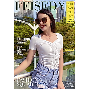 FEISEDY Retro Square Polarized Sunglasses Women Men Oversized Vintage Shades B2600
