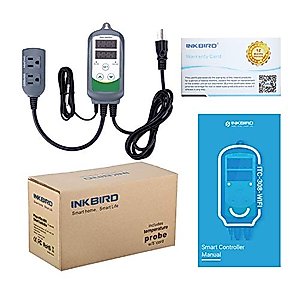 Inkbird WiFi ITC-308 Digital Temperature Controller with WiFi IHC-200 Humidity Controller with Outlet for Mushroom Humidifier Dehumidifier Reptile Greenhouse Home Brewing