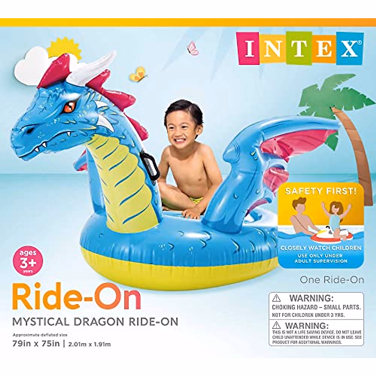 Intex Dragon Ride-On, 79in x 75in, for Ages 3+