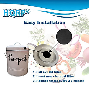 HQRP 6-Pack Charcoal Filters for Compost Bucket 6.7 Inch Round Compost Bin Filter for Kitchen Countertop Pail