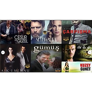 Kivanc Tatlitug Series with English Subtitles *All TV Series (6 in 1 Pack)* Ask-i Memnu + Carpisma + Cesur ve Guzel + Gumus + Kurt Seyit ve Sura + Kuzey Guney All Episodes in *USB*