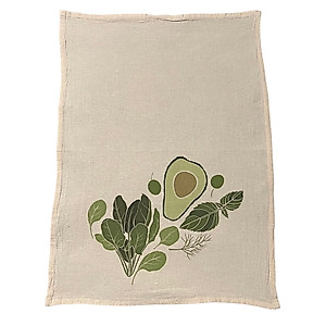 Unbleached Cotton Ecofriendly Flour Sack Kitchen Towels Set of 3 Premium Quality, Highly Absorbent, Vegetable Print