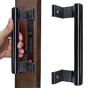Young Dance Sliding Door Handle 8" Aluminum Alloy Sliding Glass Door Pull - Patio Door Handle Fits 6-5/8 in Mounting Holes for Old or Damaged Door Pull - Perfect for Patio and Glass Doors (Black)