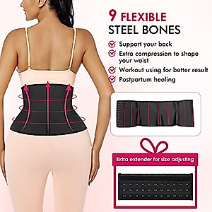 Atbuty Short Torso Waist Trainers Cincher Corset Underbust Body Shaper Latex Sport Girdle (Black (9'' Short Torso, 9 Steel Bones), XS)