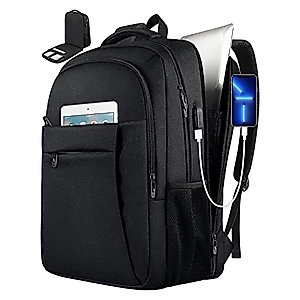 Laptop Backpack, Extra Large Backpack for Men Women, 17.3 Inch Travel Laptop Bag with USB Charging Port, Water Resistant TSA Approved Anti Theft Business College Work Computer Backpack, Black