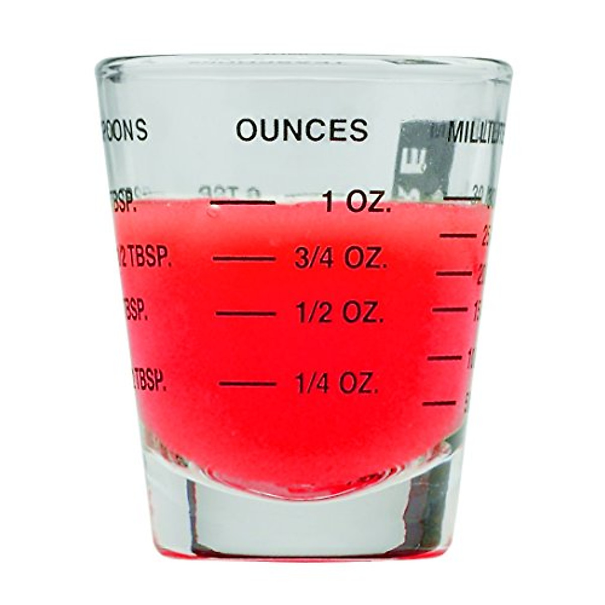Kolder Mini Measure Heavy Glass, 20-Incremental Measurements Multi-Purpose Liquid and Dry Measuring Shot Glass, Black