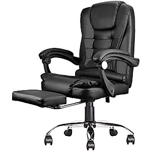 Office Chair Swivel Ergonomic Executive Computer Task Desk Seat Chairs Black Faux Leather Comfortable and Adjustable