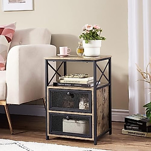 VECELO Night Stand Set of 2, End Side Table with Storage Space and Door,Modern Nightstands for Living Room, Bedroom