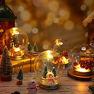 Jerify 24 Sets 3.6 Inch Christmas Clear Plastic Snow Globes Kit Snow Globe Water Globe with Christmas Tree Faux Snow Flakes Snowman Screw Off Cap for DIY Snow Globes Home Decoration Crafts