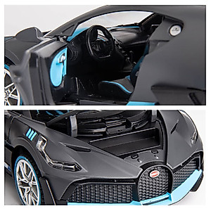 WAKAKAC 1/24 Bugatti Divo Model Car Alloy Diecast Pull Back Toy Vehicle with Light and Music Supercar Toys for Toddlers Kids Children Gift (Gray)