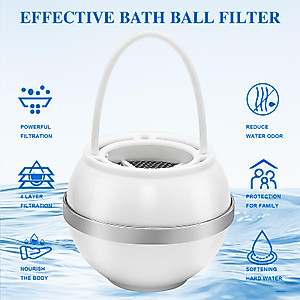 Bath Ball Filter-Bathtub Water Filter Remove Chlorine Improve Water Quality to Softer, Smoother Skin, Shower,BPA Free-2,500 Gallons of Filtration