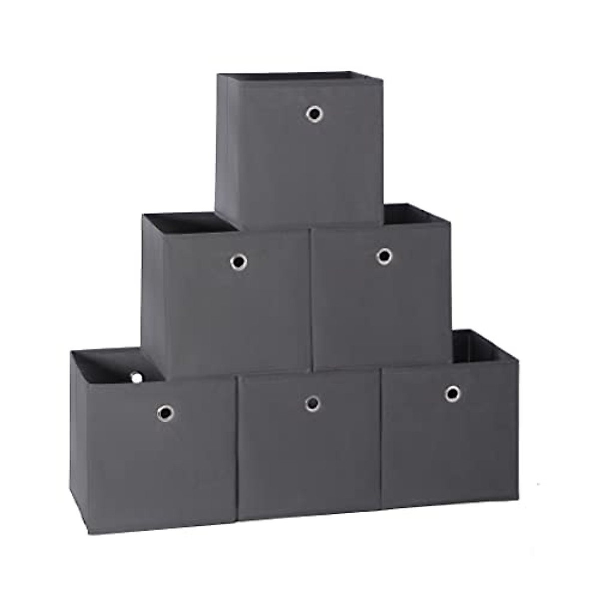 Rabtero Foldable Storage Cubes, Collapsible Cloth Baskets Open Storage Bins for Home Tidy and Storage-Gray, 6 Packs, 11 inches