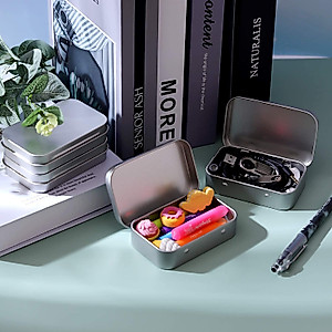 Tamicy Metal Rectangular Empty Hinged Tins - Pack of 80 （Silver 40+Black 40 Mini Portable Box Containers Small Storage Kit & Home Organizer small tins with lids craft containers 3-1/2''X2-1/2''X4/5''
