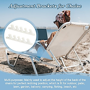 AHANDMAKER 4 Pcs Multi Position Adjustment Brackets, 5 Position Adjustable Chaise Lounge Bracket Replacement Part for Outdoor Patio Lounge Back Support, Plastic Patio Bracket for Recliner, White