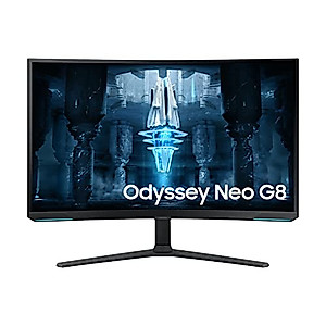 SAMSUNG 32" Odyssey Neo G8 4K UHD 240Hz 1ms G-Sync 1000R Curved Gaming Monitor, Quantum HDR2000, AMD FreeSync Premium Pro, Matte Display, Ultrawide Game View, DisplayPort, Black & White, 2022